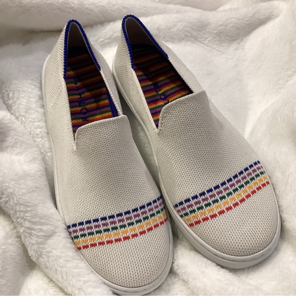Rothy's | Shoes | Rothys The Kids Sneaker White Rainbow Knit Fabric ...